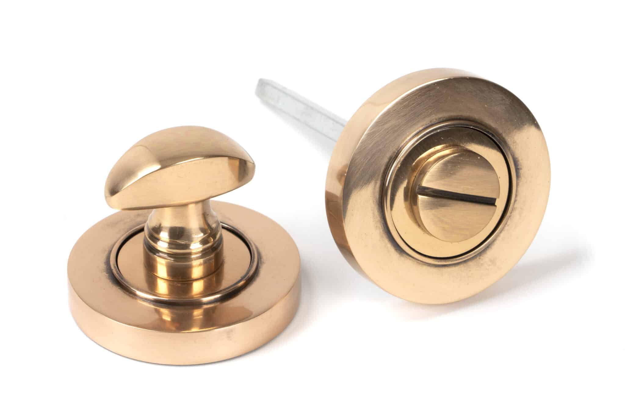 Polished Bronze Round Thumbturn Set (Plain) |Handles At Heart