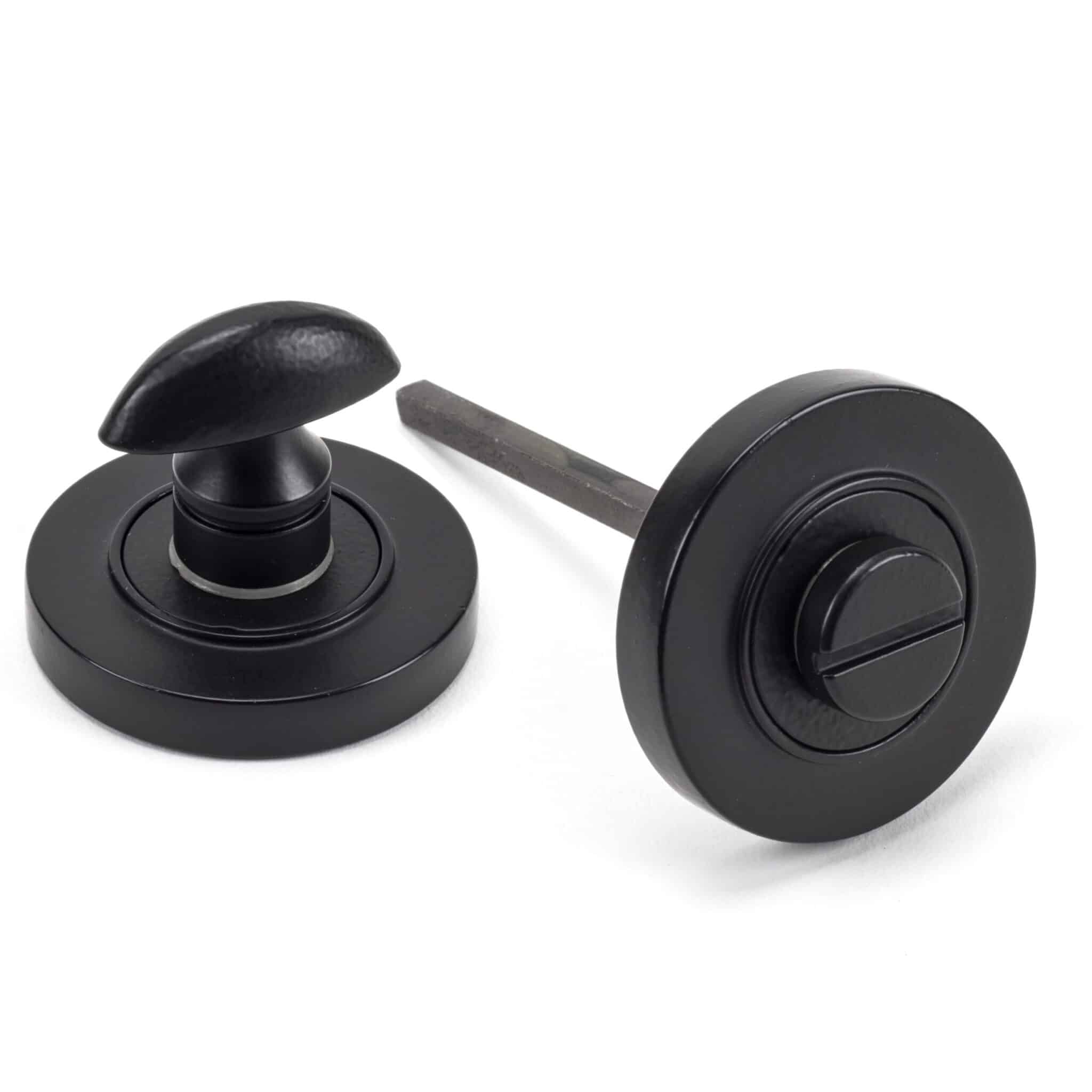 Matt Black Round Thumbturn Set (Plain) |Handles At Heart