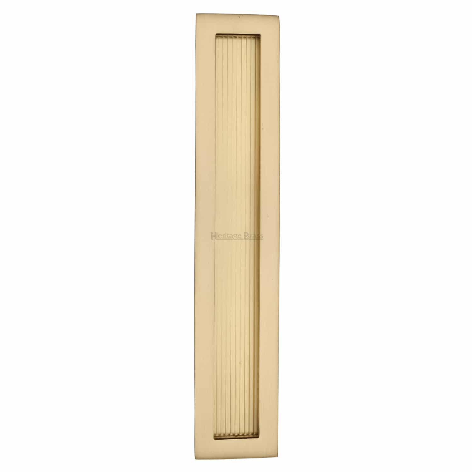 Reeded Rectangular Flush Pull 300 x 58mm Satin Brass finish |Handles At ...